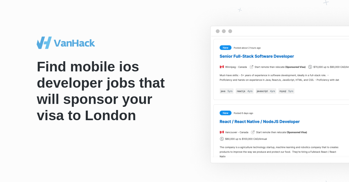 Mobile ios developer jobs in London - VanHack
